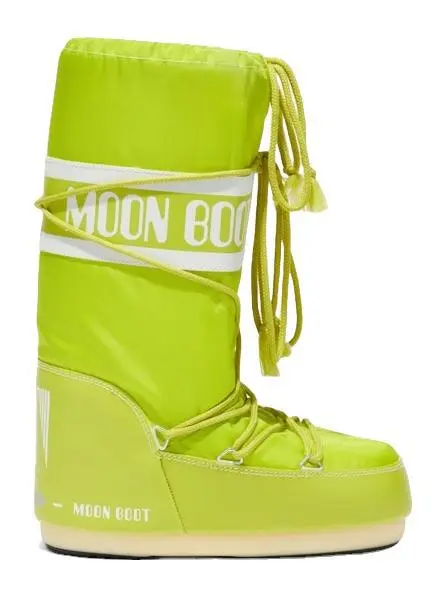 Moon Boot Icon Nylon Low Boots - Lime Green/white