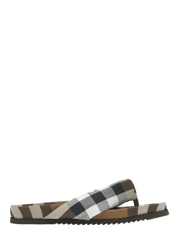 Burberry Check Print Thong Sandals - Brown