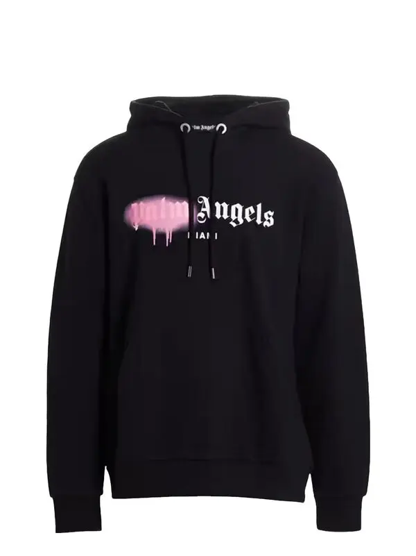 Palm Angels Miami Sprayed Hoodie - Black/pink