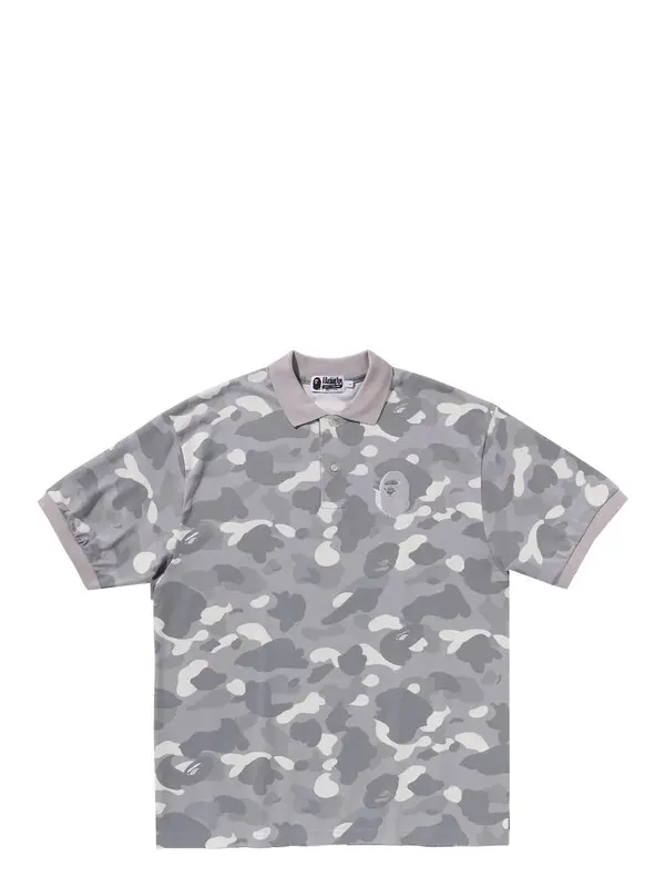 A BATHING APE City Camo Large Ape Head Relaxed Fit Polo Shirt - Grey