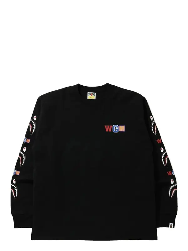 A BATHING APE Wgm Shark Relaxed Fit Long Sleeve Tee Shirt - Black