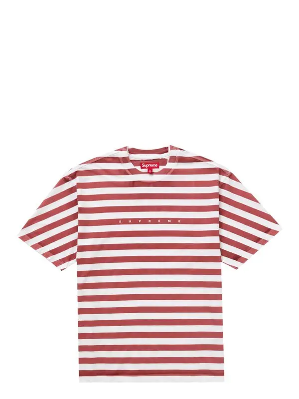 Supreme Overprint Stripe Short Sleeve Top - Red
