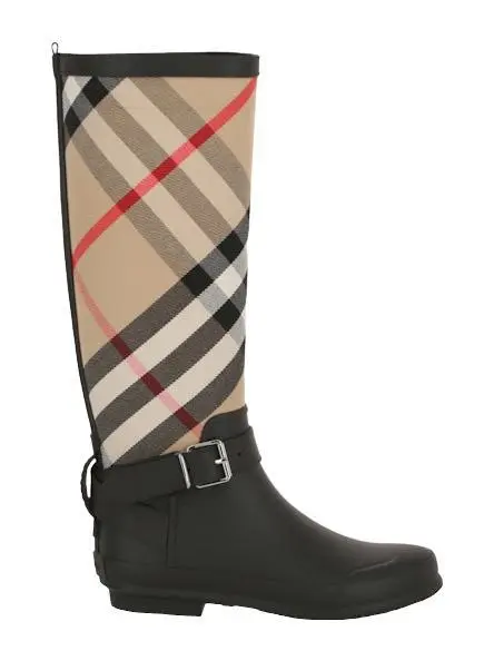 Burberry House Check Rain Boots - Black/archive Beige