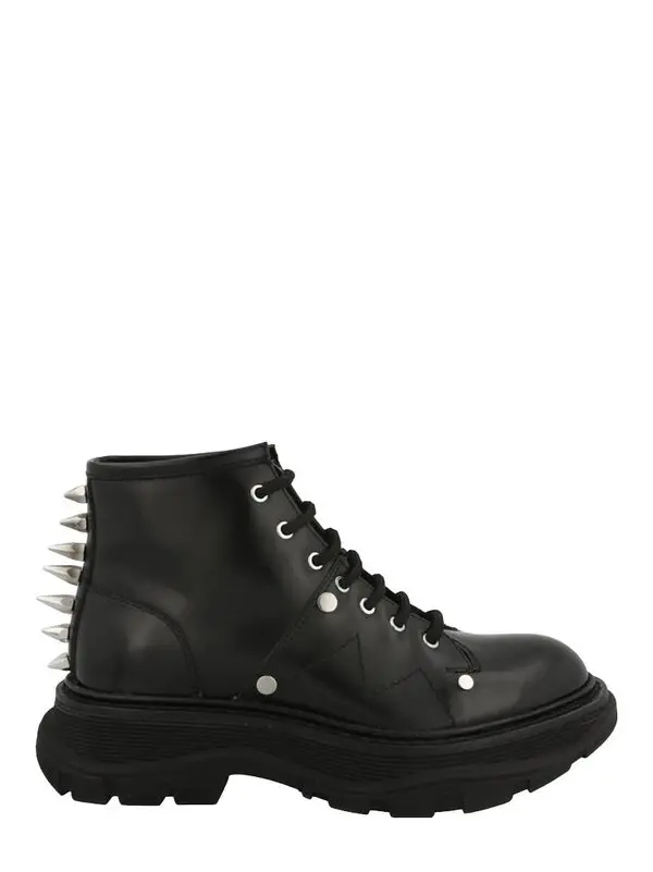 Alexander McQueen Tread Slick Lace Up Boots - Black Silver