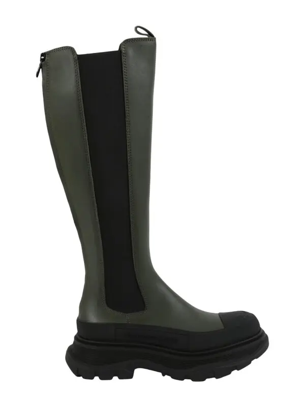 Alexander McQueen Tread Slick Knee High Boots - Khaki/black
