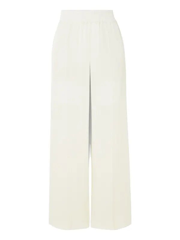 Victoria Beckham Satin-jacquard Straight-leg Trousers - White