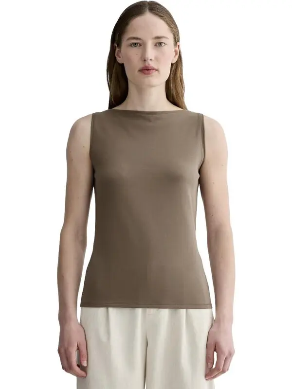 Everlane Boatneck Tank Top - Deep Taupe