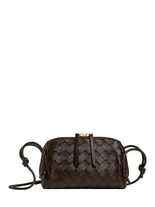 Bottega Veneta Intrecciato Leather Crossbody Bag - 2132 Fondant-gold