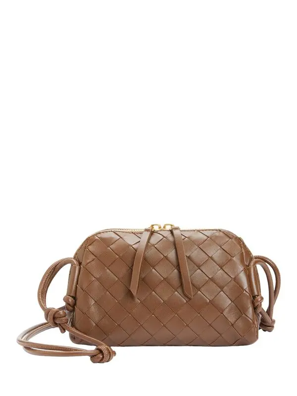 Bottega Veneta Intrecciato Leather Crossbody Bag - 2810 Nocciola-gold
