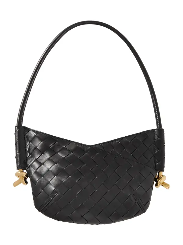 Bottega Veneta Solstice Intrecciato Leather Shoulder Bag - Black