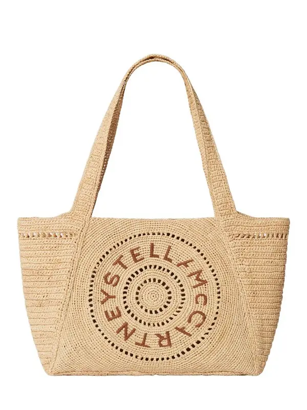 Stella McCartney Logo Raffia Medium Tote Bag - Natural