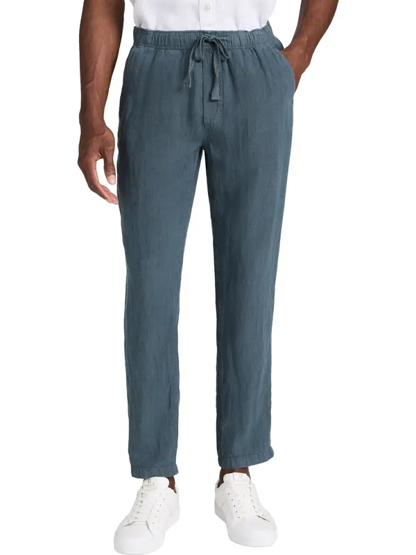 Faherty Brand Linen Drawstring Trousers - Look Out Navy
