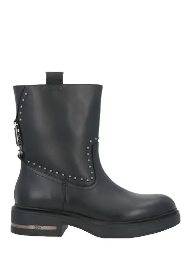 LIU •JO Calfskin Biker Ankle Boots - Black
