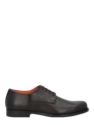Santoni Leather Derby Shoes - Dark Brown