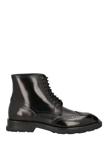 Alexander McQueen Lace-up Leather Ankle Boots - Black