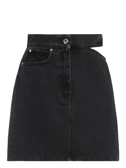 MSGM Denim Flared Skirt - Black