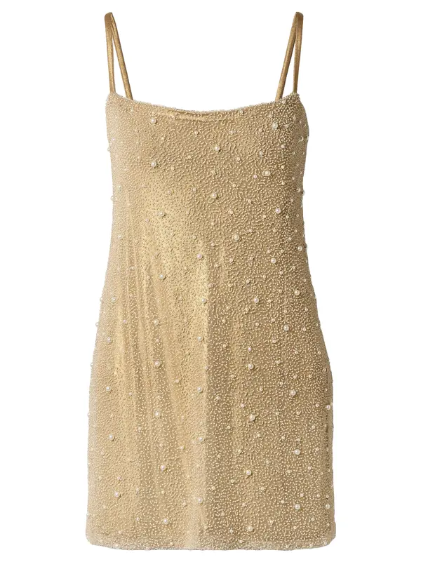 SARA CRISTINA Mare Embellished Tulle Mini Dress - Gold