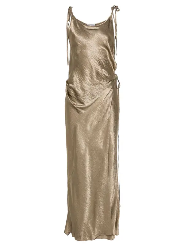 Acne Studios Crinkled Satin Maxi Dress - Brown