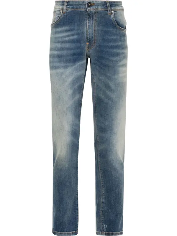 SALVATORE SANTORO Distressed Slim-cut Jeans - Blue
