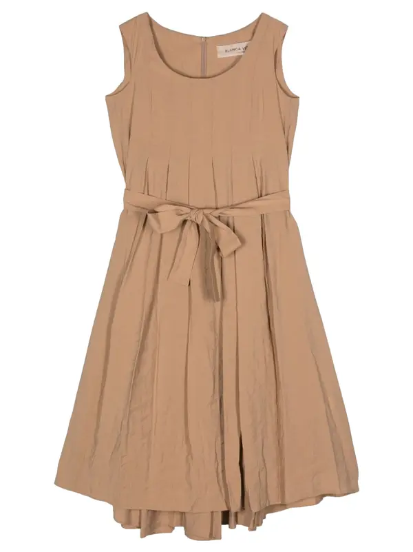 BLANCA VITA Sleeveless Pleated Midi Dress - Neutrals