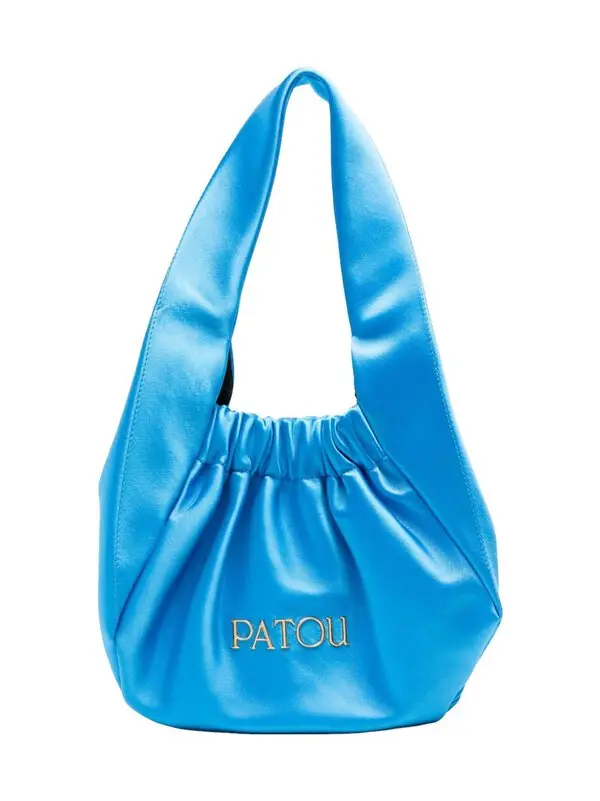 PATOU Logo-lettering Satin Tote Bag - Blue