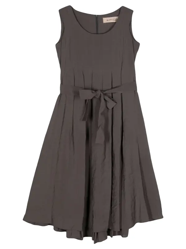 BLANCA VITA Sleeveless Pleated Midi Dress - Grey