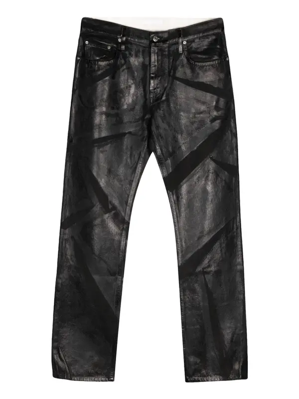 Helmut Lang Foil-print Straight-leg Jeans - Black