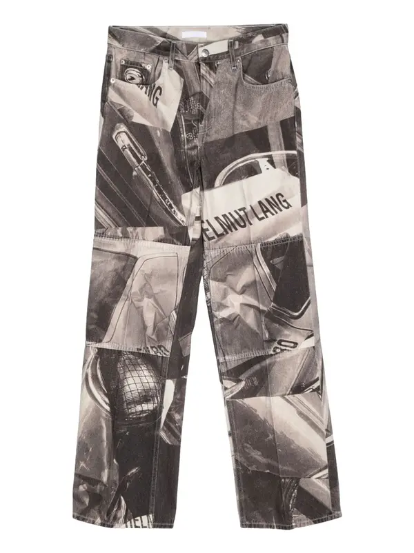 Helmut Lang Car-print Straight-leg Jeans - White