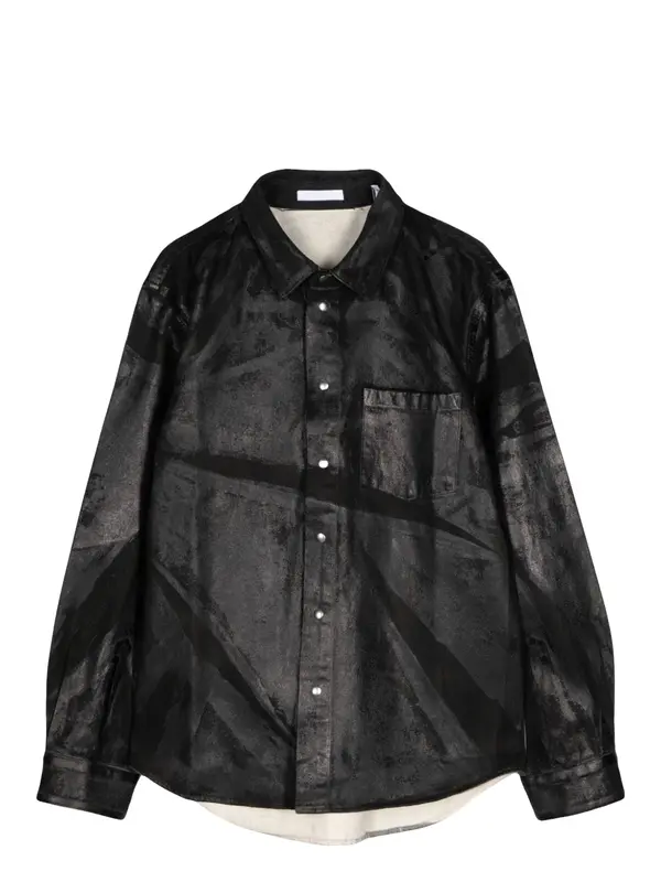 Helmut Lang Foil-print Denim Shirt Jacket - Black