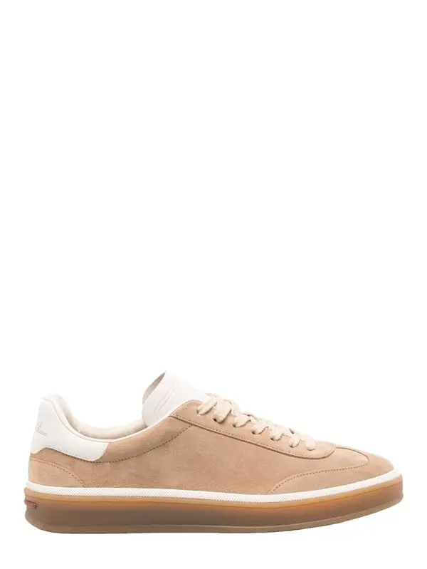Loro Piana Tennis Lace-up Suede Sneakers - Neutrals