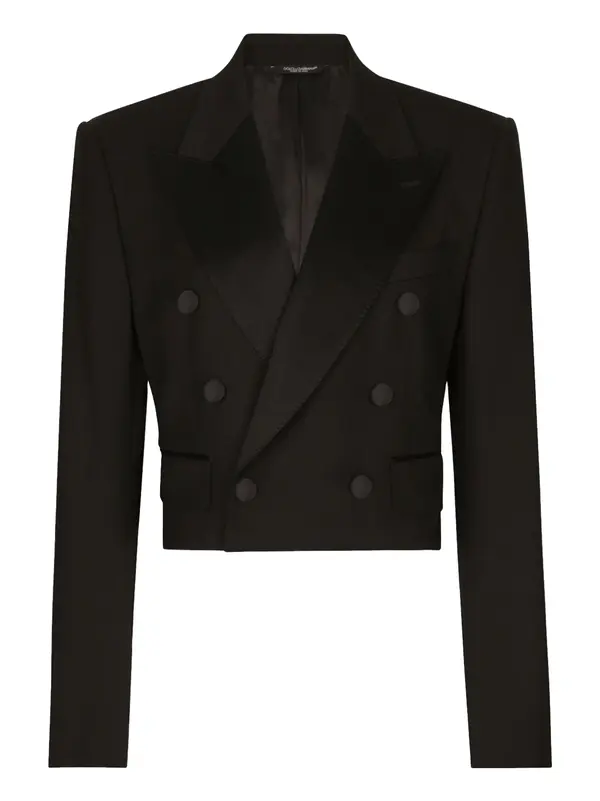 Dolce & Gabbana Double-breasted Cropped Blazer - Black