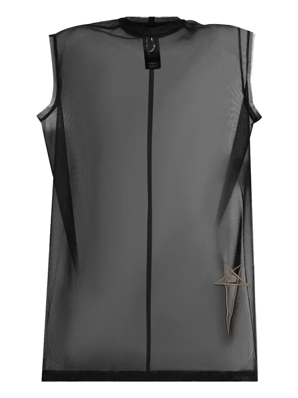 Rick Owens Logo-embroidered Mesh Top - Black