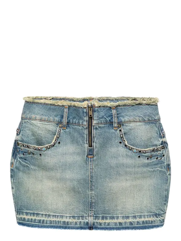 Guess Frayed-brim Denim Miniskirt - Blue