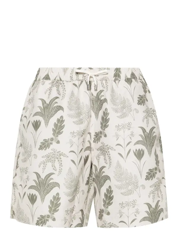 Sunspel Leaf-print Swim Shorts - Neutrals