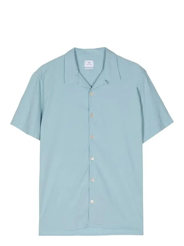 Paul Smith Short-sleeved Organic Cotton Shirt - Blue