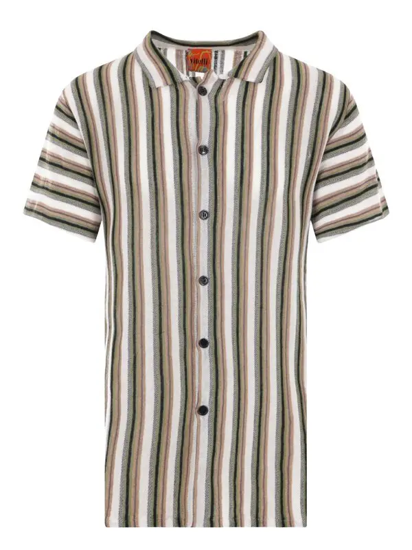 VITELLI Striped Short-sleeve Shirt - White