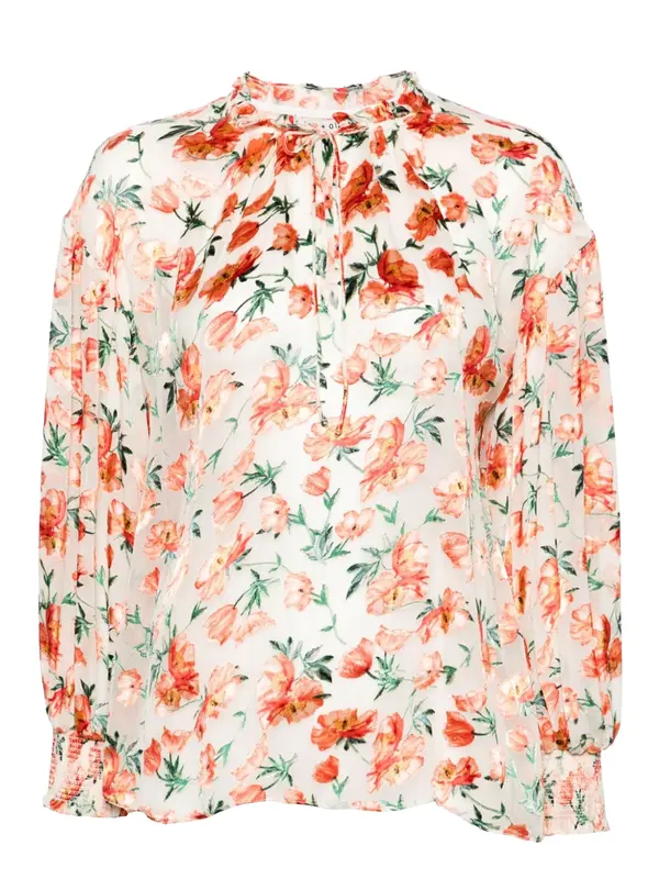 Alice + Olivia Julius Floral-jacquard Organza Blouse - Neutrals