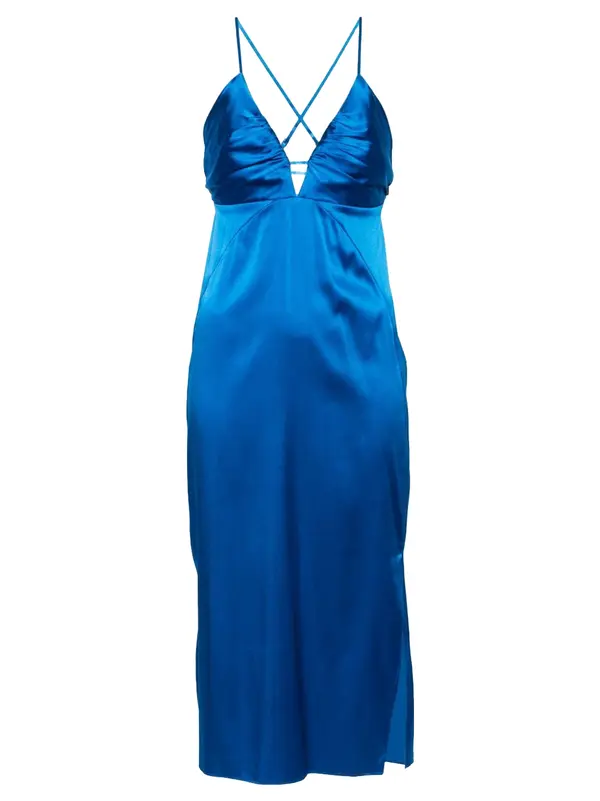 Calvin Klein V-neck Midi Dress - Blue