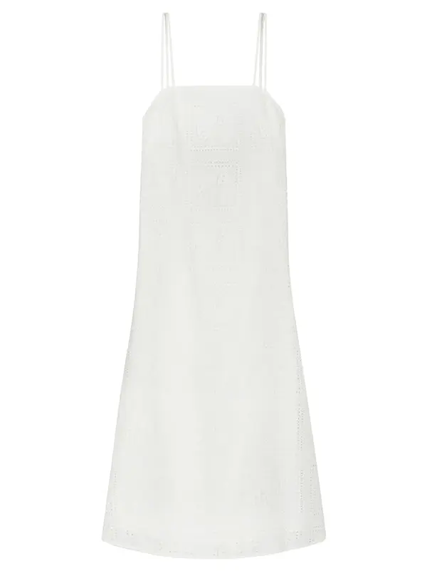 Tory Burch Eyelet-detail Midi Dress - White