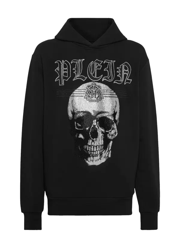 Philipp Plein Skull-print Rhinestone-embellished Hoodie - Black