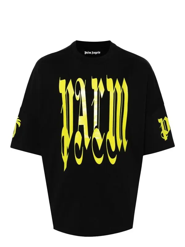 Palm Angels Gothic Logo-print T-shirt - Black