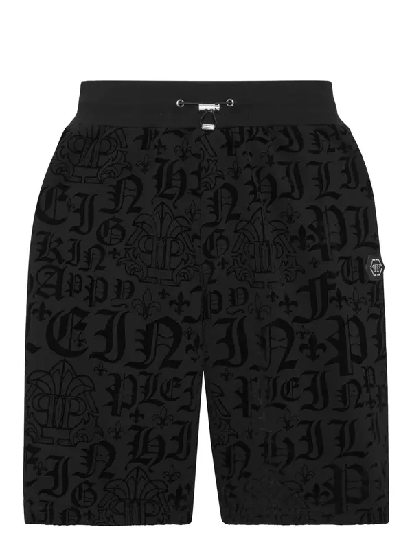 Philipp Plein Gothic Plein-print Track Shorts - Black