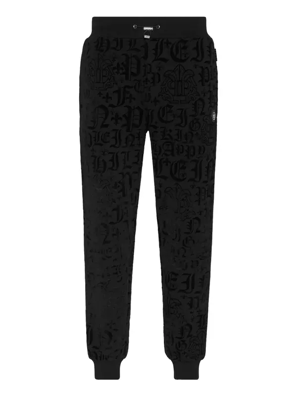 Philipp Plein Gothic-print Drawstring-waist Track Pants - Black