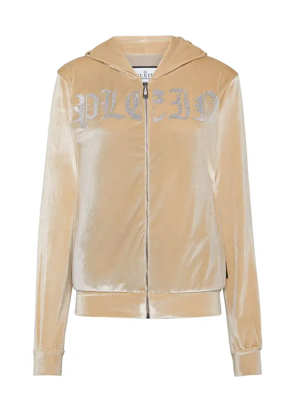 Philipp Plein Gothic Plein Velour Hoodie - Neutrals