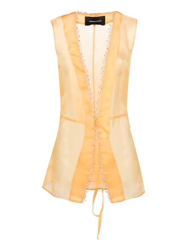 Fabiana Filippi Bead-detailed Sheer Top - Orange