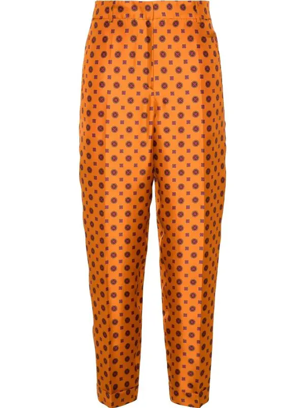 Alberto Biani Geometric-print Tapered Trousers - Orange