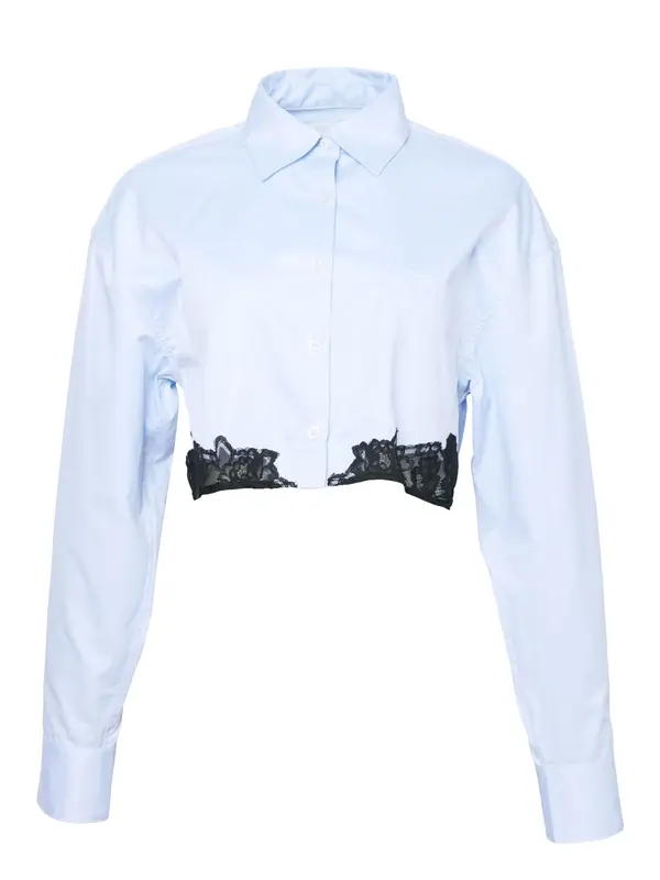 Fleur Du Mal Poplin Cropped Shirt - Blue