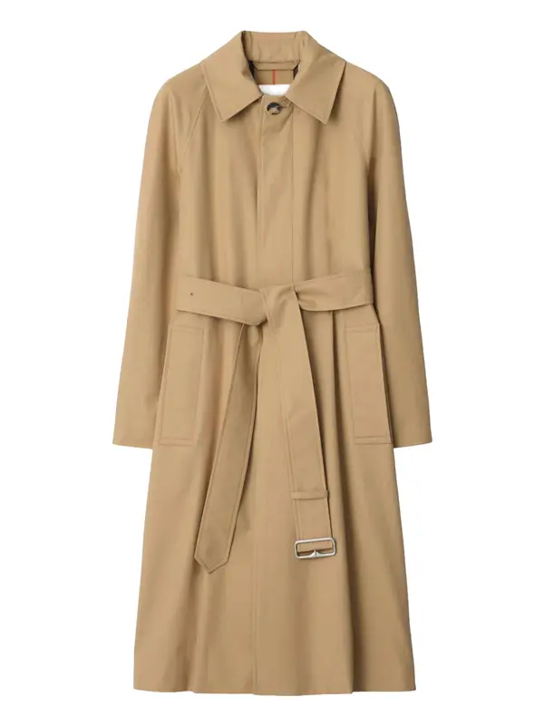 Burberry Long Gabardine Car Coat - Neutrals
