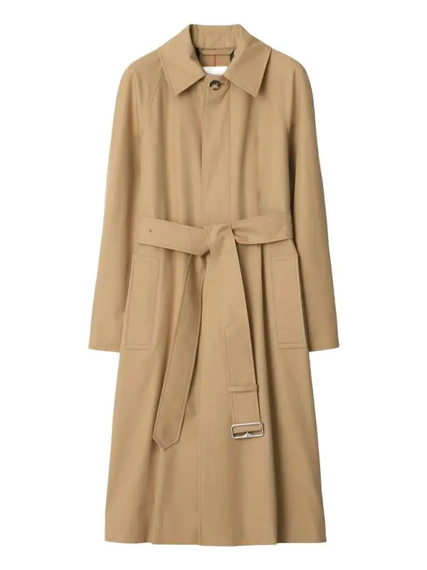 Burberry Long Gabardine Car Coat - Neutrals