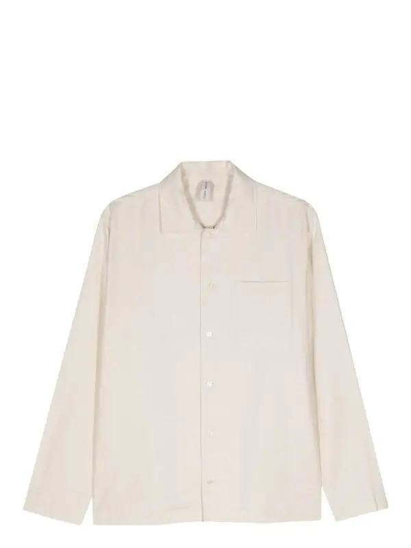 ANOTHER ASPECT Cutaway-collar Raw-silk Shirt - Neutrals